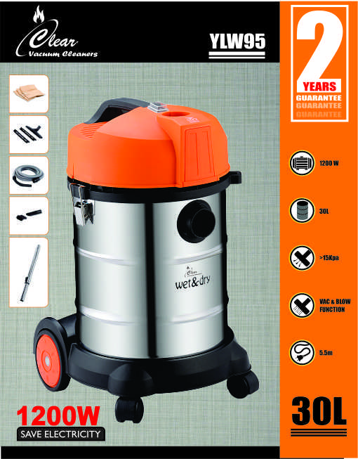 Clear 1200W Wet And Dry 30L Vacuum Cleaner - YLW95-30L - Jungle.lk