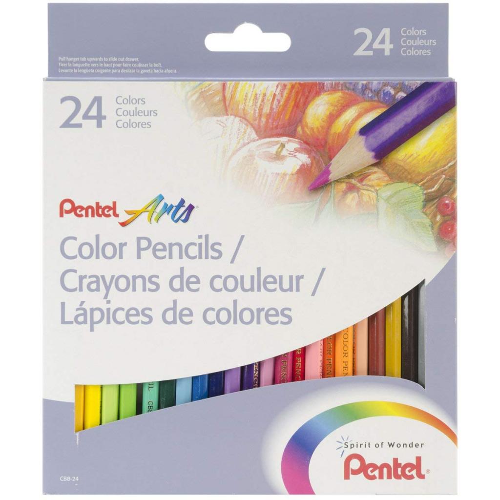 Pentel Colored Pencils - Assorted Colours - Set of 24 - CB8-24 - Jungle.lk