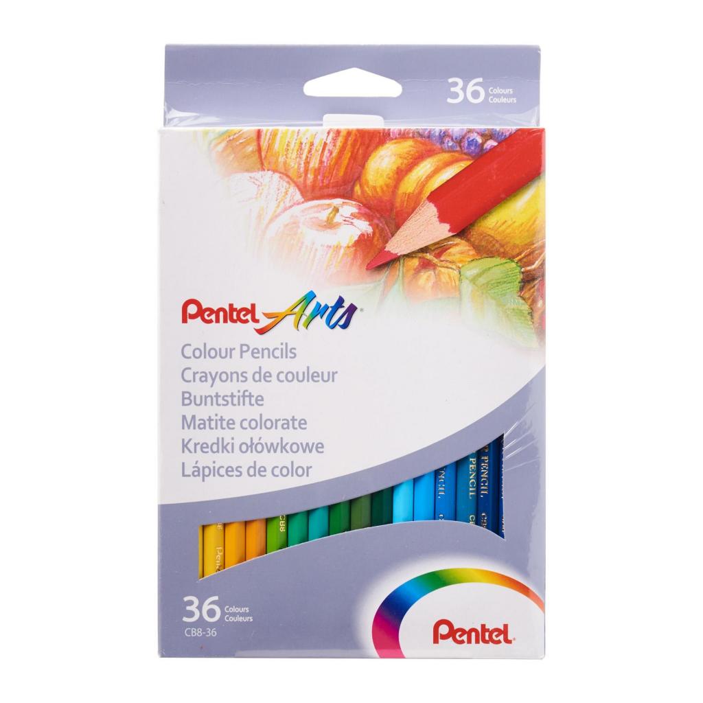 Pentel Colored Pencils - Assorted Colours - Set of 36 - CB8-36 - Jungle.lk