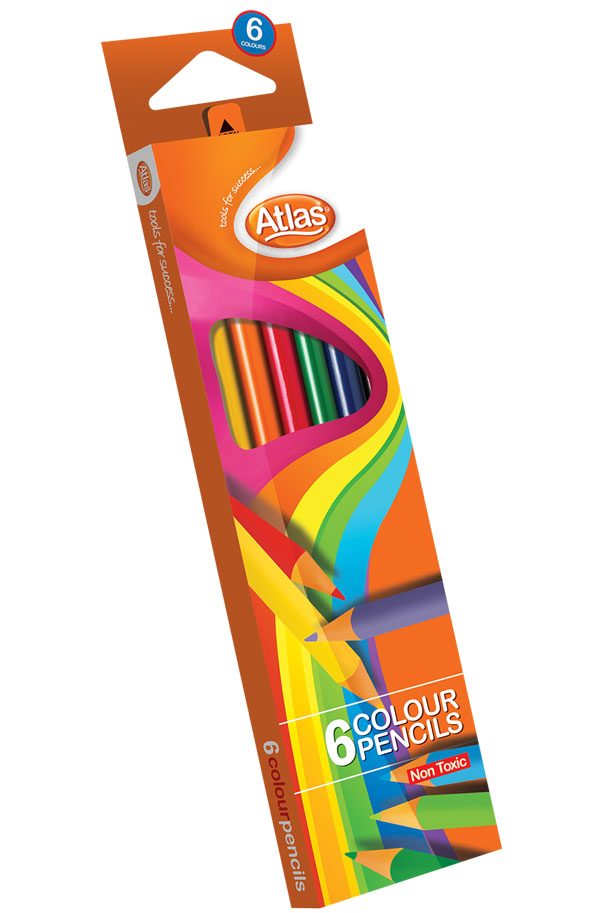 Atlas Colour Pencils - 6 Colours - Jungle.lk