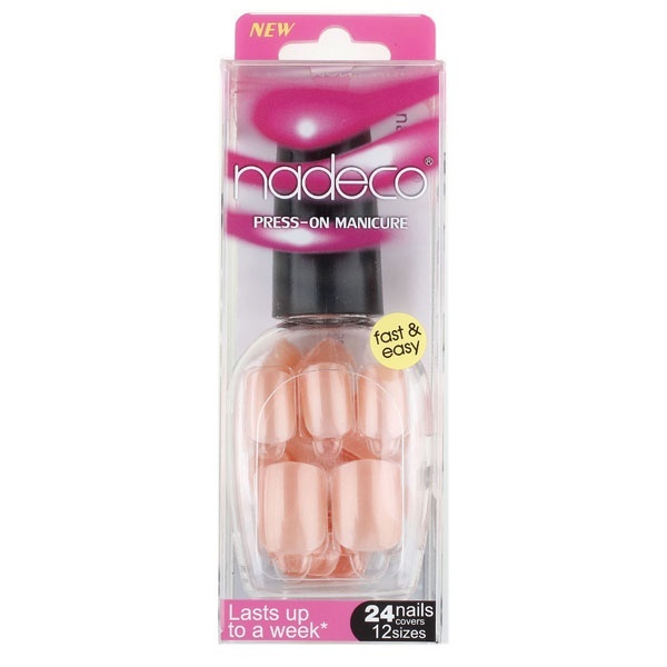 Nadeco Natural Press-on Manicure False Nail, Short Length, Pure Colour ...