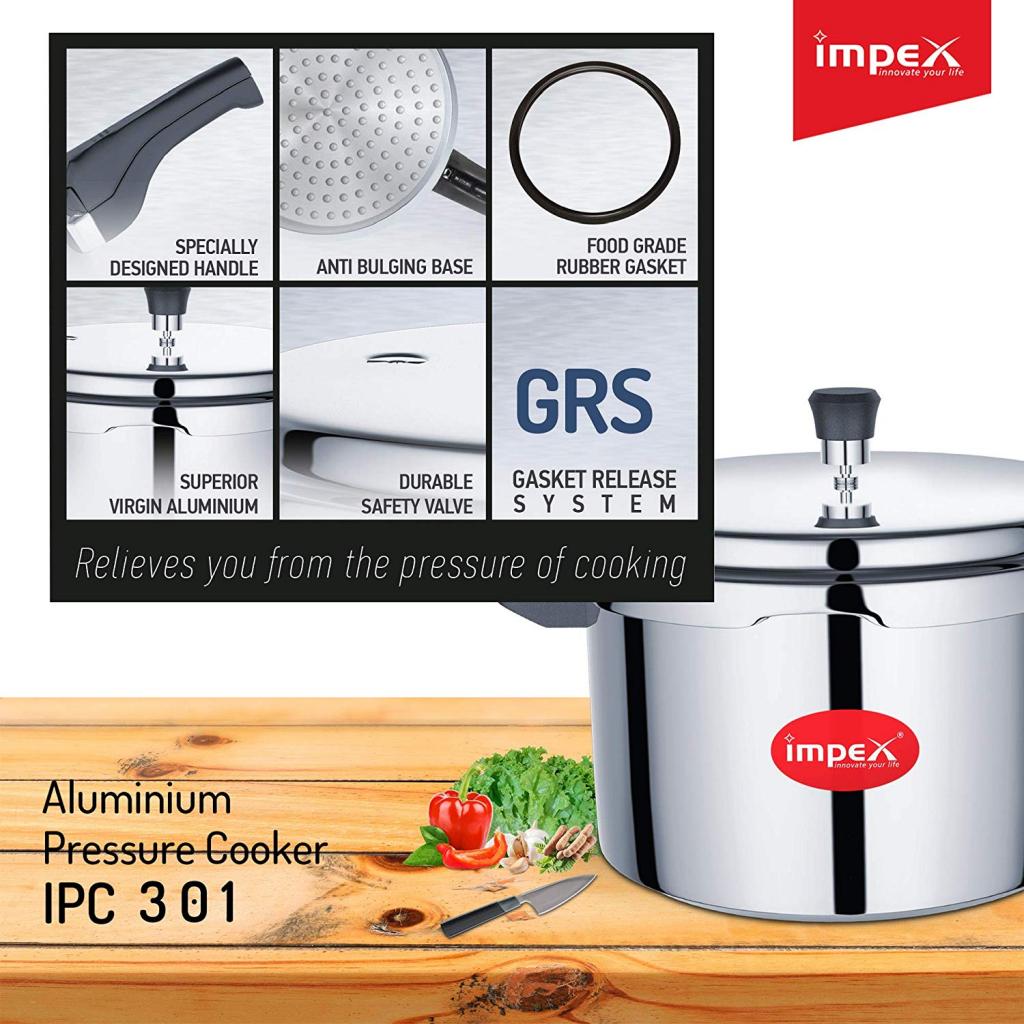 Impex IPC 301 Induction Base 3 Litre Aluminium Pressure Cooker With ...