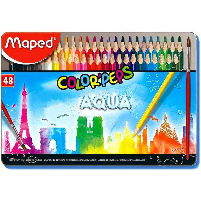 Maped Aqua Color Peps 48 Color Pencils in Metal Box - Jungle.lk