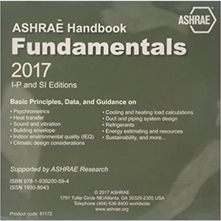ASHRAE Handbook 2017 : Fundamentals I-P and SI Editions - Jungle.lk
